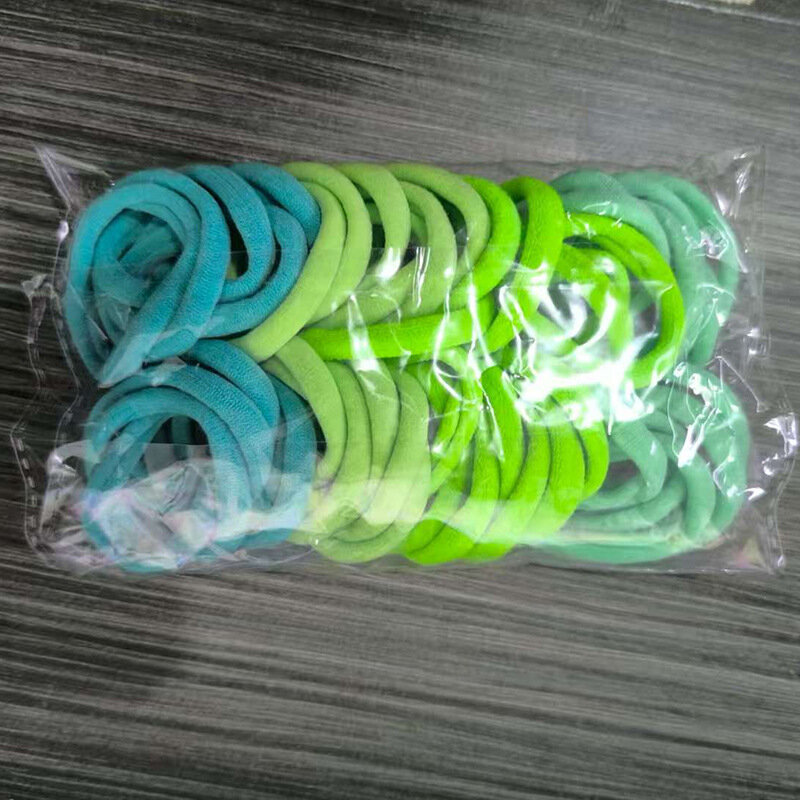 Эластичные резинки для волос, аксессуары, Green Series 4 Colors, 50шт/1 пакет с этикеткой, прочные, не спутываются