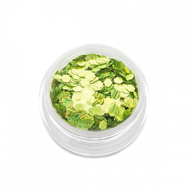 TNL Professional Шестигранники для дизайна ногтей - Кошачий глаз - салатовые №4 (10441)