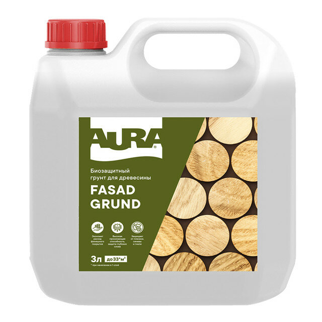 Грунт-антисептик Aura Fasad Grund 3л, арт. AWG002