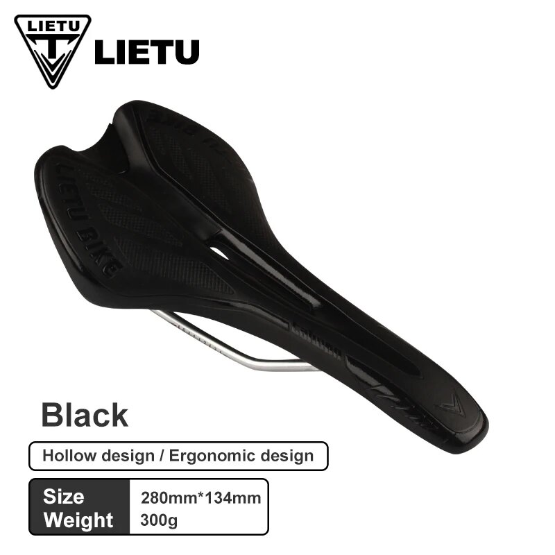 Велосипедное седло LIETU Black, 280x134mm, 300g