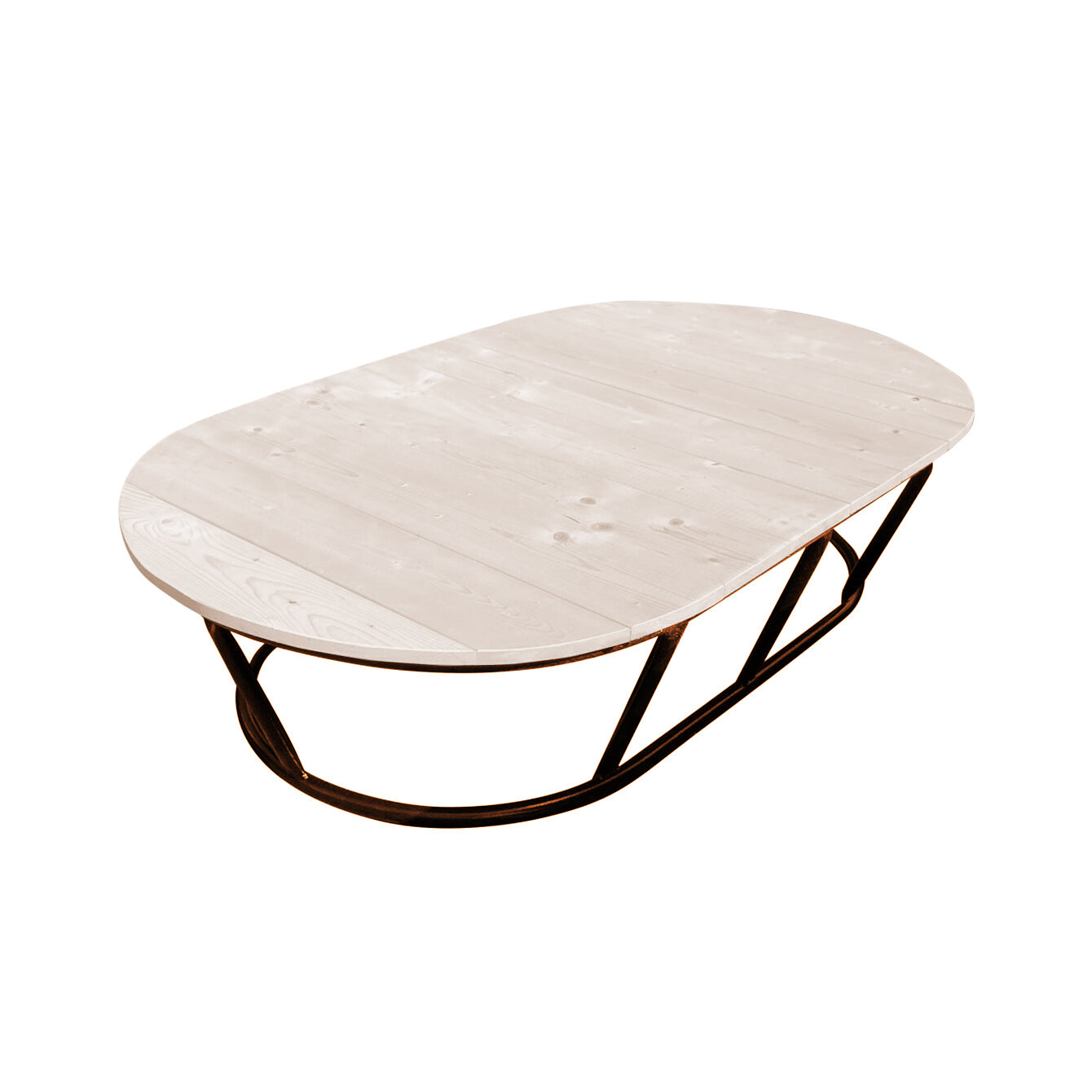 Стол кофейный мамасан овальный, без ротанга, коричневый