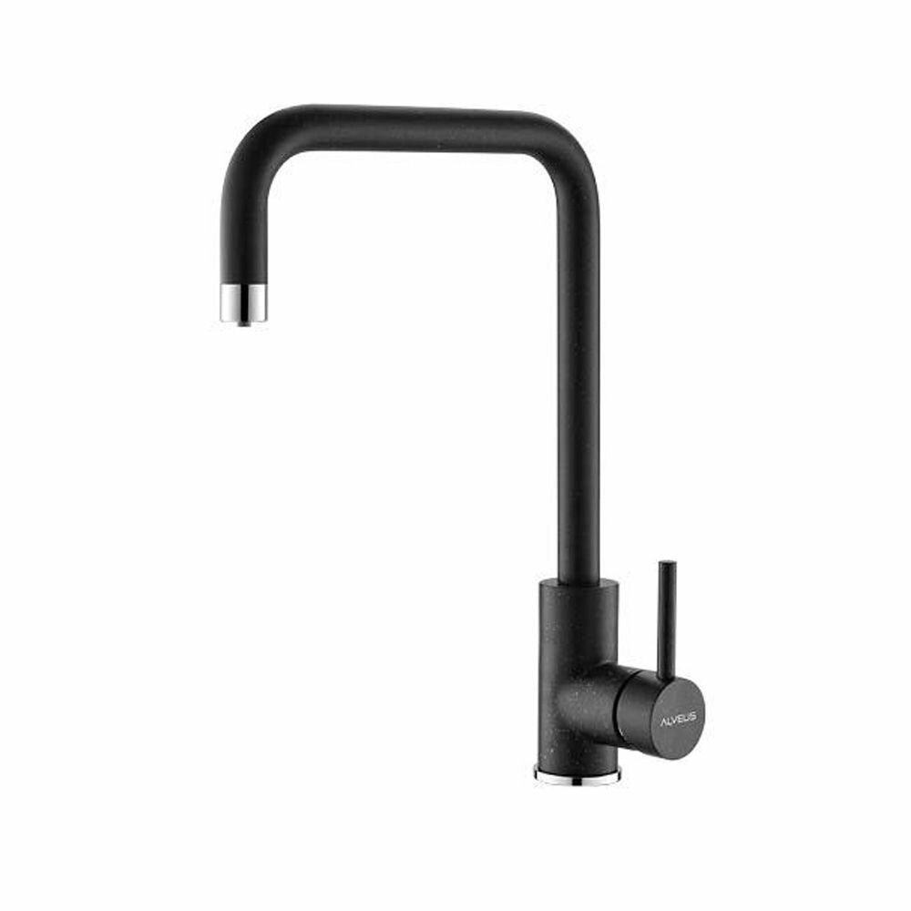Смеситель для кухни с совмещённым изливом для питьевой воды, черный гранит, ALVEUS DUAL 1139812