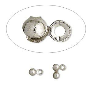 Концевики, 6.5х3.5мм, каллоты, боковые, базовый материал - латунь, стального цвета, пара