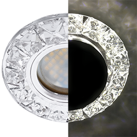 Светильник встраиваемый Ecola MR16 GU5.3 LD1661 Стекло Круг круп. стразы Конус подсветка 4K Хром-зерк. 42x95 SK16RGEFB