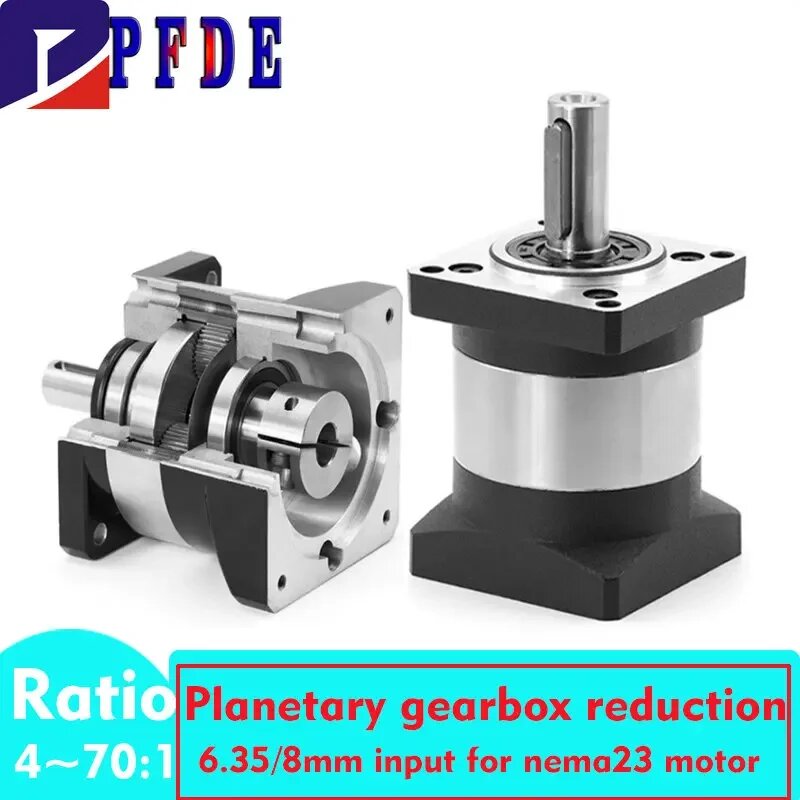 Планетарный редуктор PFDE Nema 23, 57 мм, передаточное число 4 5 10 16 20~50:1 Ratio 50 to 1, 6.35mm input