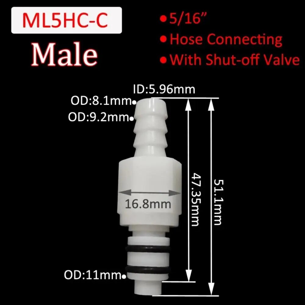 Соединитель шланга ML5HC-C 5/16" с запорным клапаном