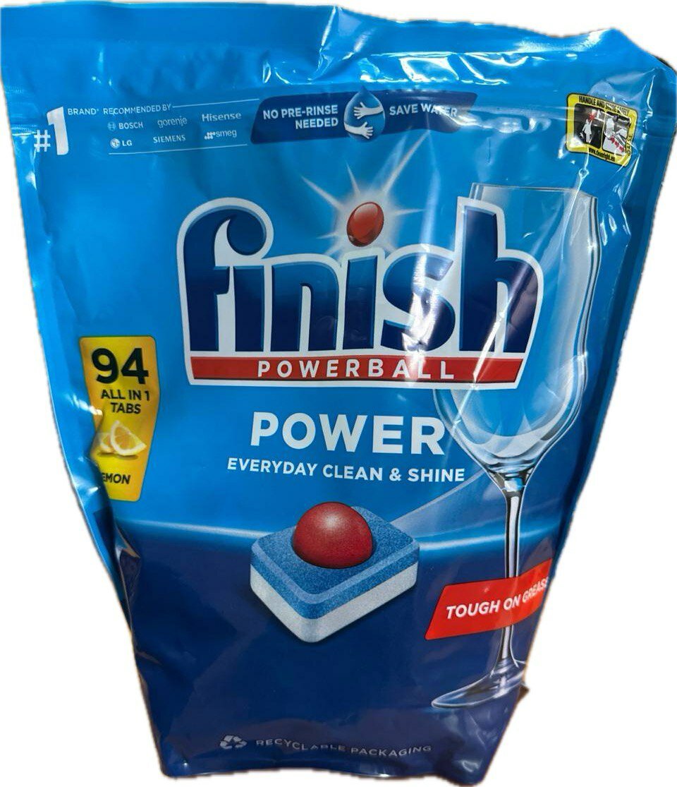 Таблетки для посудомоечной машины Finish Power All in one Лимон, 94 шт