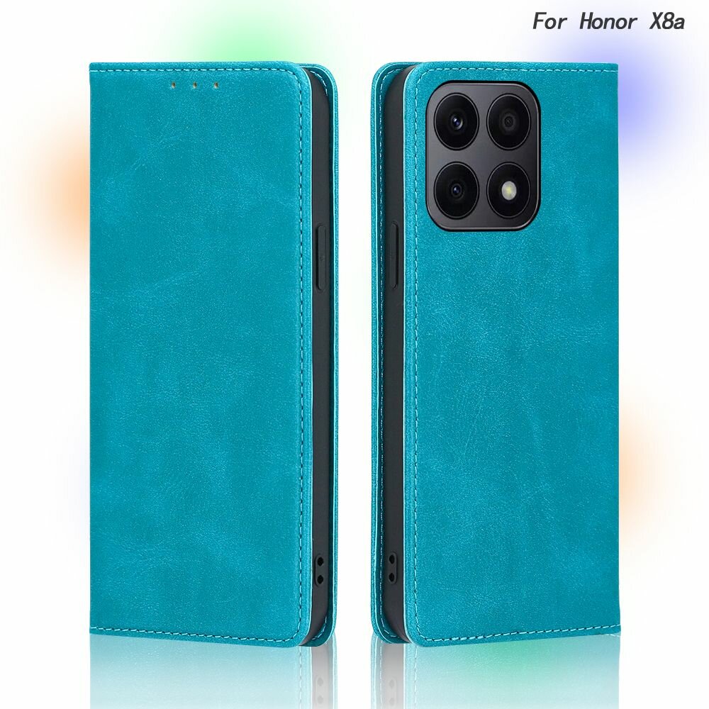 Чехол книжка на Honor X8a/ Чехол подходит для Хонор Икс 8a, Новый, флипом, магнитным замком, светло-синий