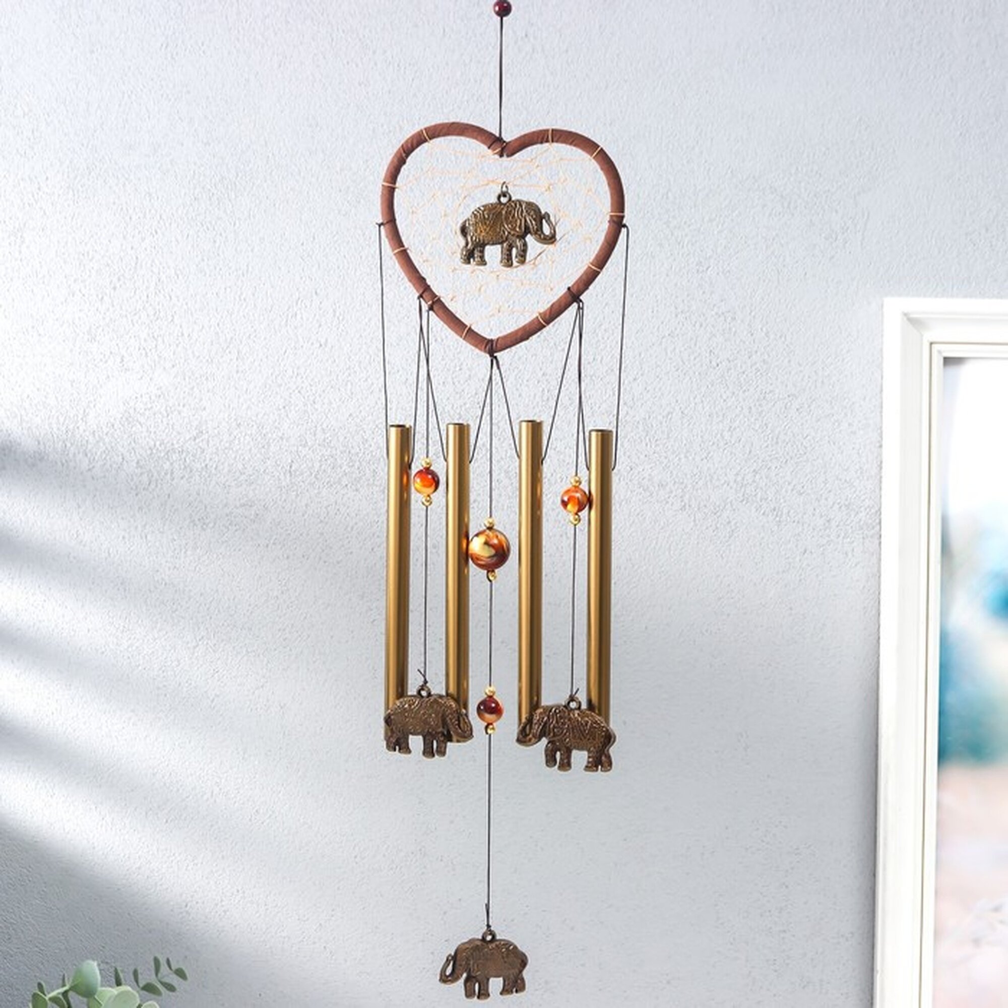 Музыка ветра Сима-ленд «Слон в сердце», с ловцом снов, металл, 52 см