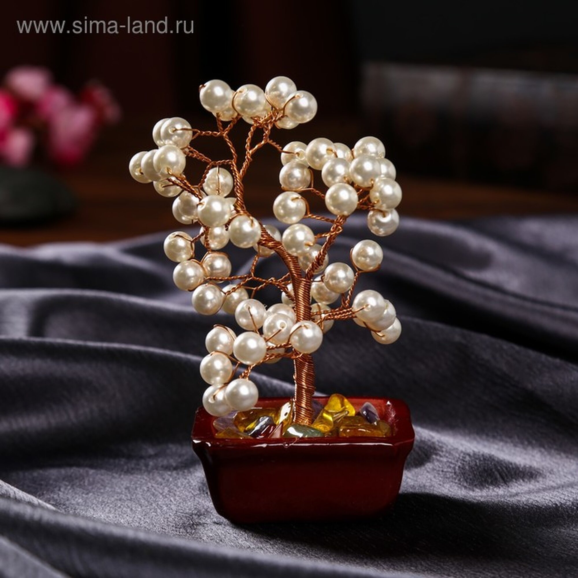 Сувенир бонсай "Жемчужное денежное дерево" 60 шт микс 16,5х10х5,5 см