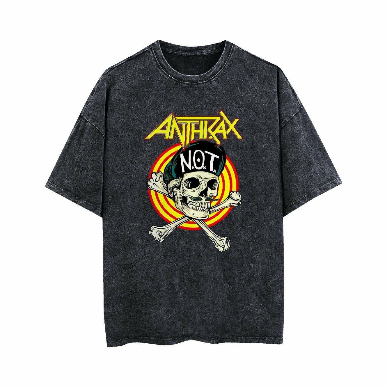 Ретро футболка Anthrax Not Man Skull Черный ретро-костюм с коротким рукавом