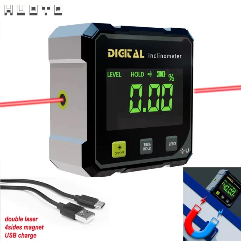 HUOTO Цифровой транспортир-инклинометр с лазером