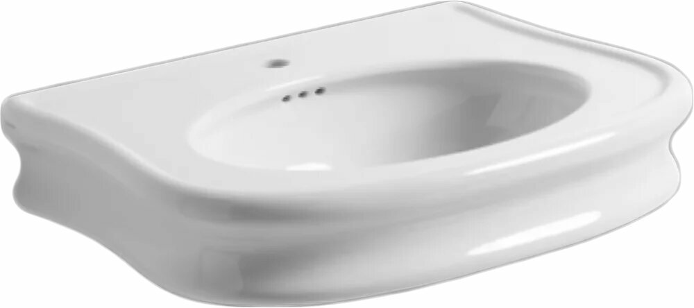 Мебельная раковина Simas Lante 90 накладная, подвесная, фарфоровая, со встроенным сливом-переливом, белая, раковина для ванной, полукруглая, ретро