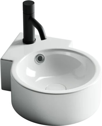 Раковина маленькая в туалет Ceramicanova Element 31 мини, угловая, подвесная, белая, со встроенным сливом-переливом, раковина для ванной фарфоровая, круглая