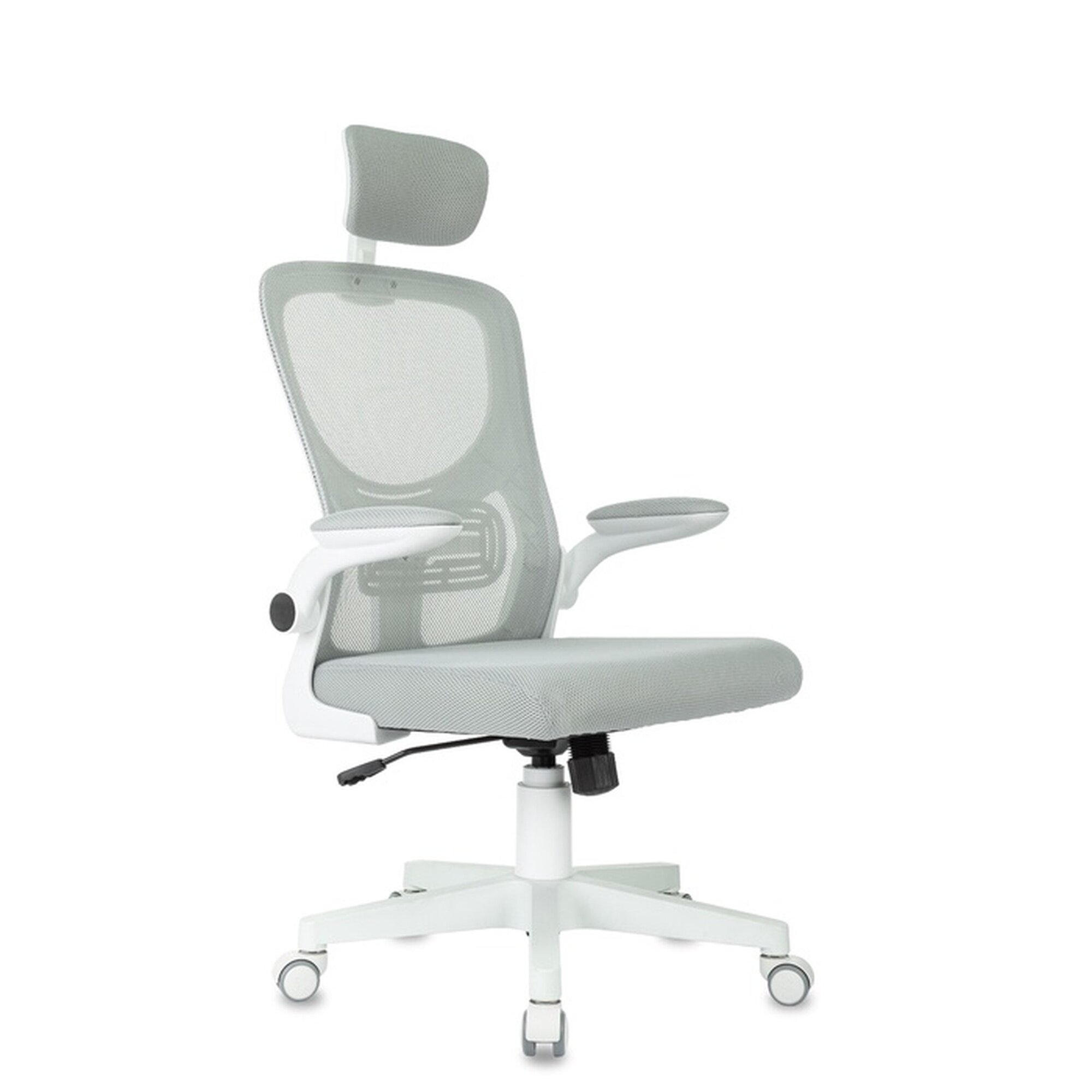 Кресло офисное «Бюрократ» MC-W101-H, с подголовником, сетка/ткань, цвет светло - серый/белый