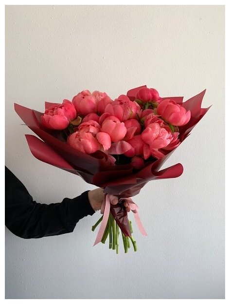 Букет Пионы коралловые, красивый букет цветов, шикарный, цветы премиум, пионов.