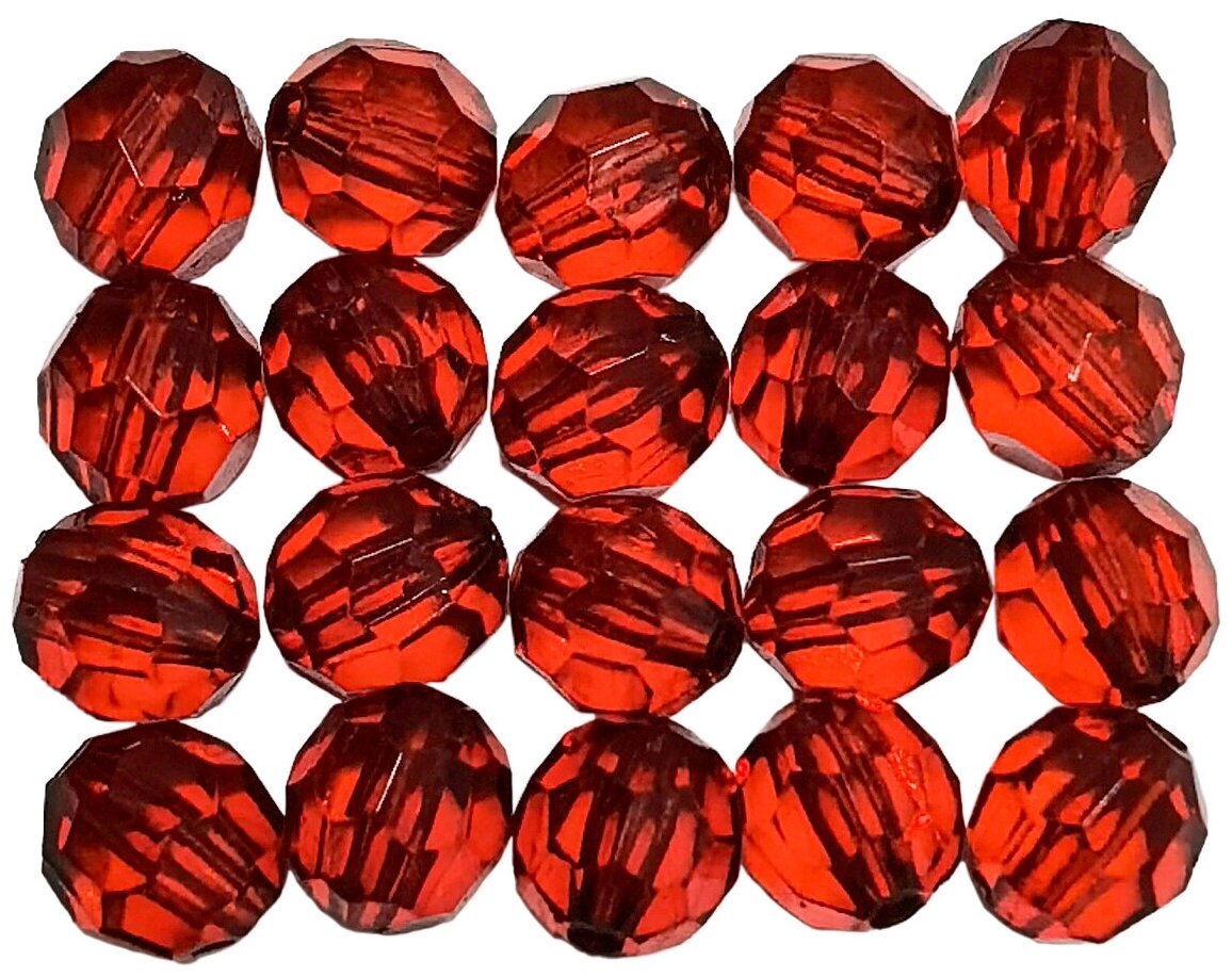 Бусины Акрил граненые 10 мм, цвет: Бордовый, уп/500 гр (950 шт)