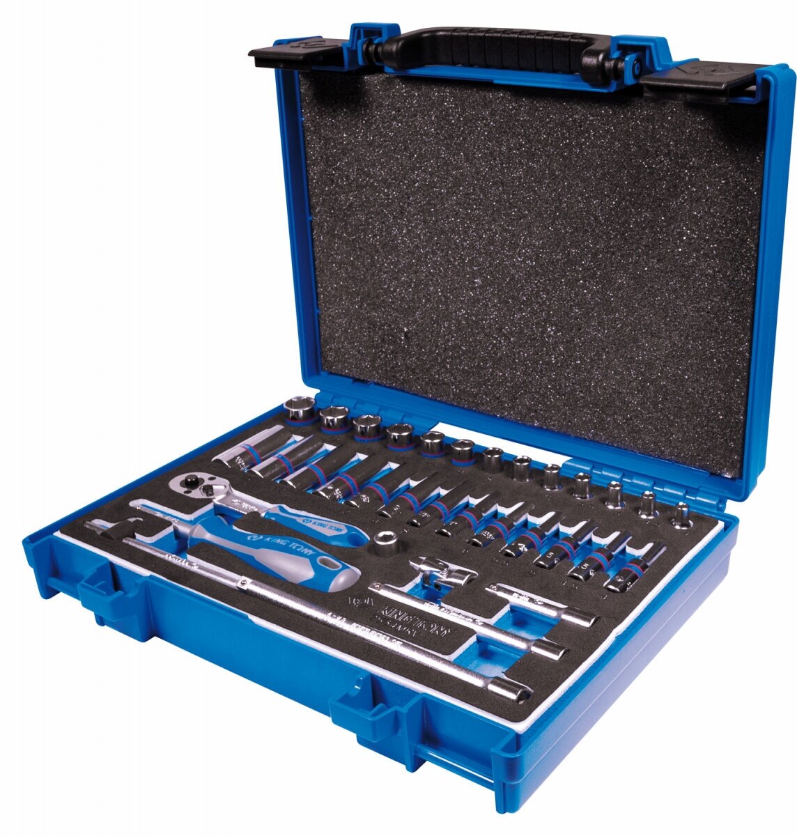 Набор торцевых головок с принадлежностями 1/4", шестигранные, 4-14 мм, 34 предмета KING TONY 2534MRV