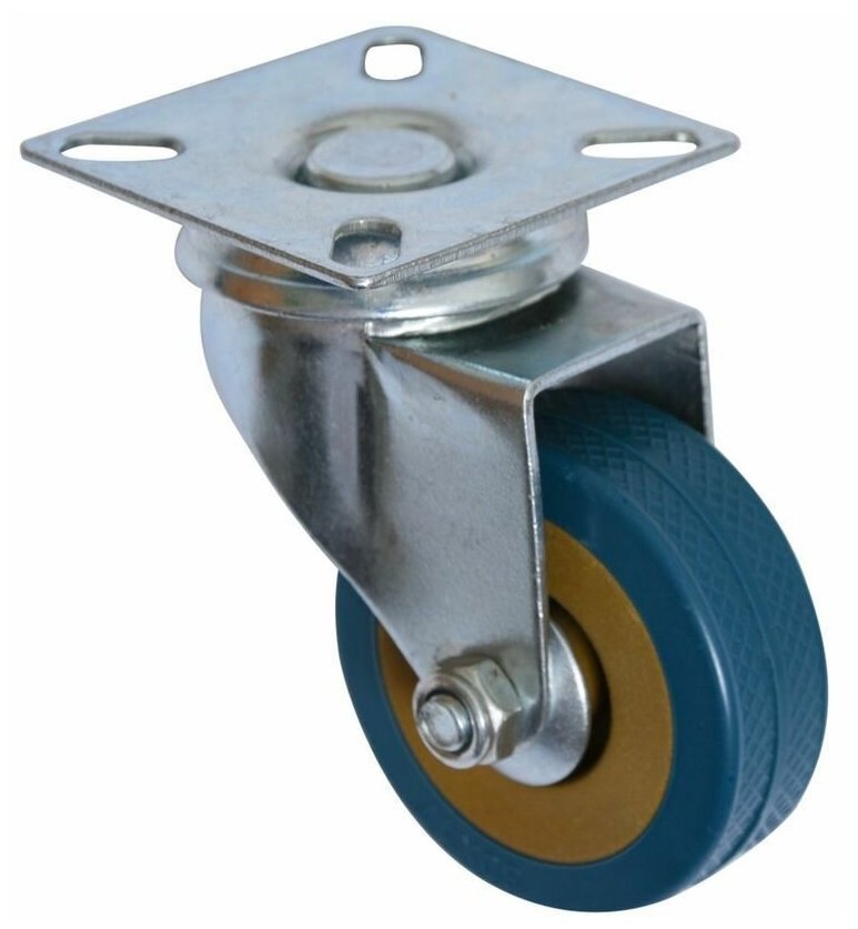 Колесо 50 мм промышленное для тачки/тележки с площадкой d2 ST-089 строительное, садовое, полиуретан, серебристое