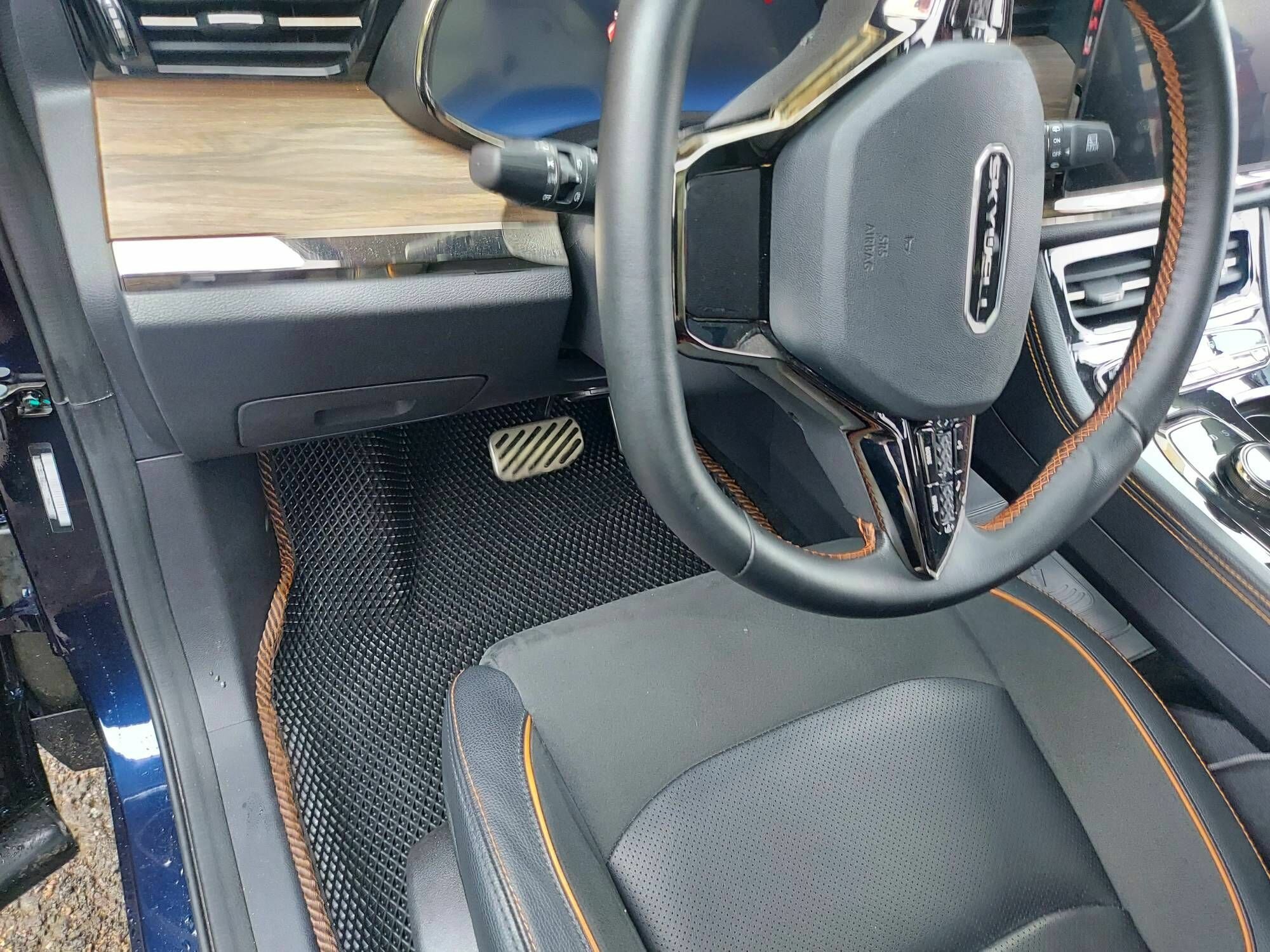 Ковры в салон 3D EVA для Skywell ET5 с бортами. Черный/Черный