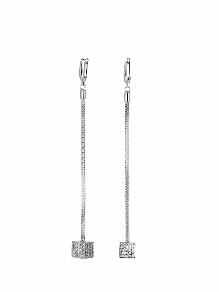 Серьги L-Silver, серебро, 925 проба, родирование, фианит