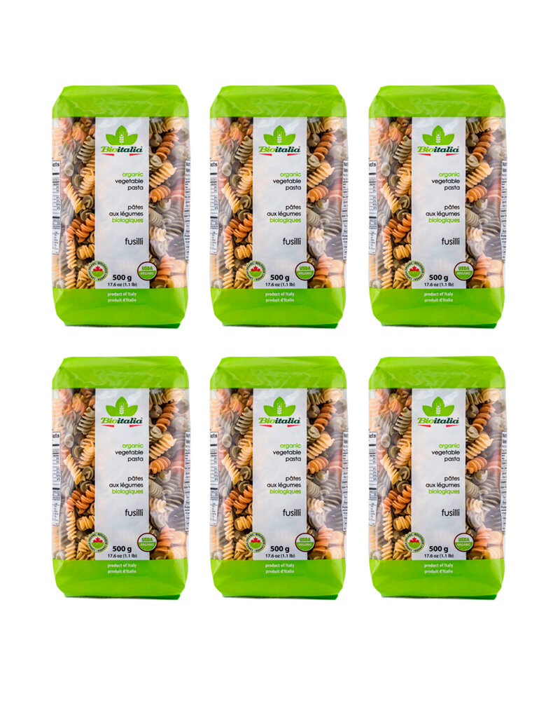 Макаронные изделия Bioitalia Спиральки из твердых сортов пшеницы c Добавлением Томата и Шпината 500 гр. - 6 шт