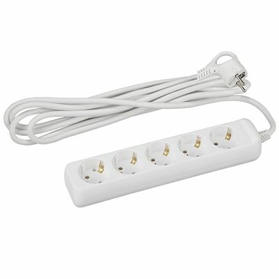 Удлинитель 5-мест 5м ПВС 3*1 белый