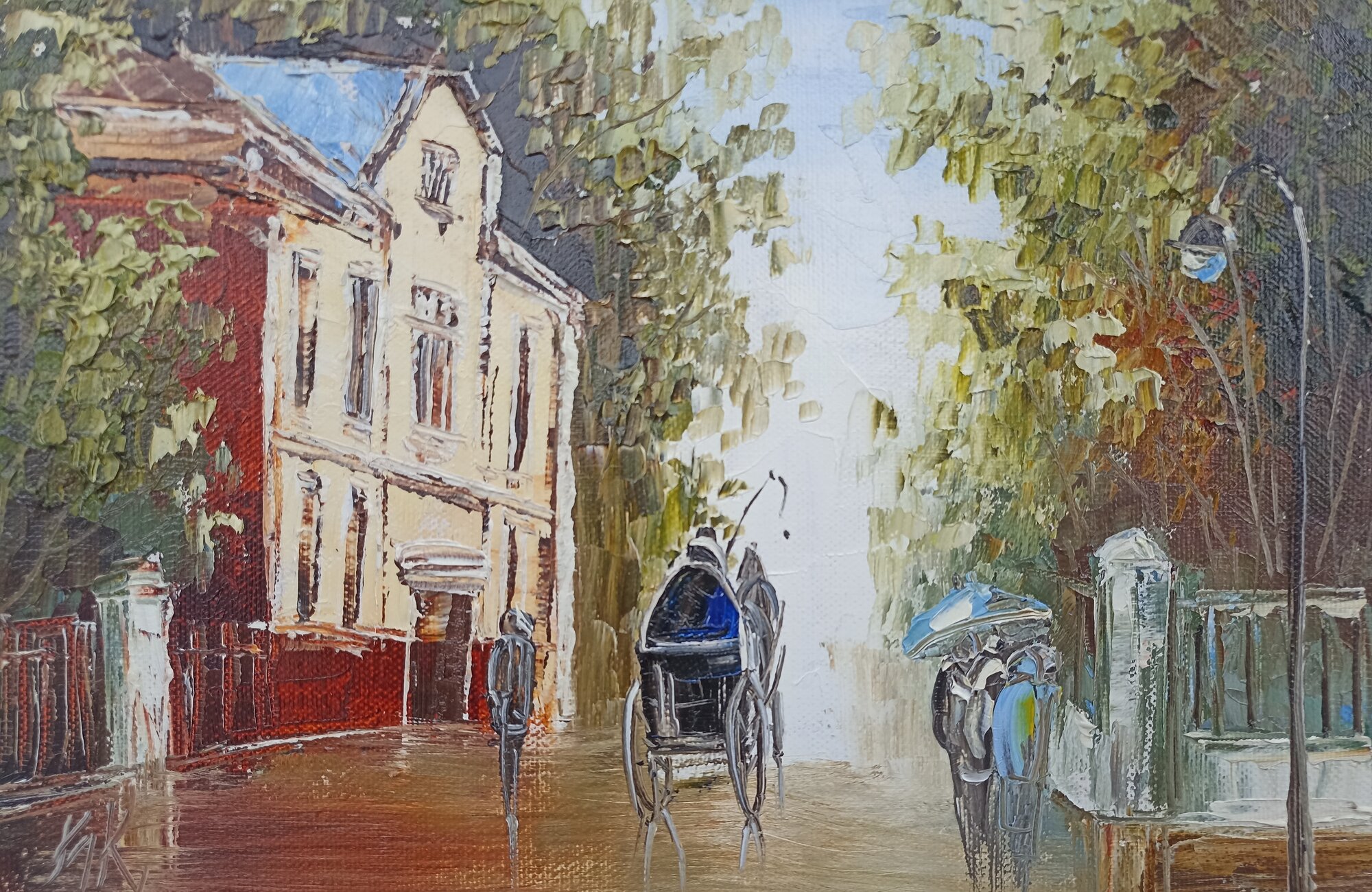 Картина масло/холст. 100% ручная работа, 100% живопись от Художественной мастерской Грёзы. Старая Москва. Картина из серии "Улочки Москвы". Размер картины 20х30 см.