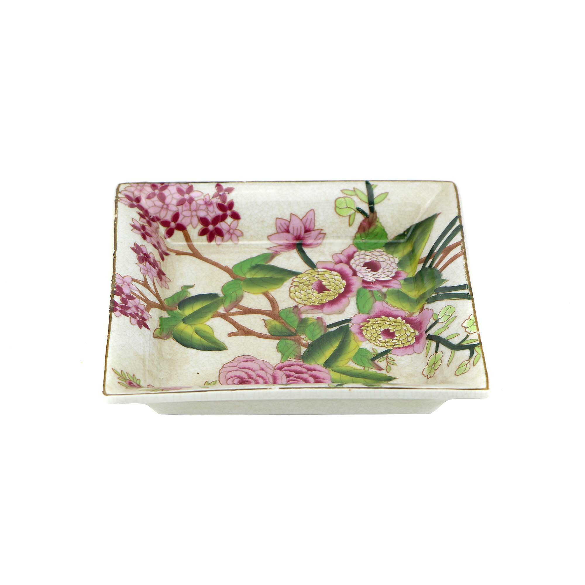 Подставка для мелочей Q&Q, керамика, с эффектом кракле, "Цветы", 16х16 см, 46077