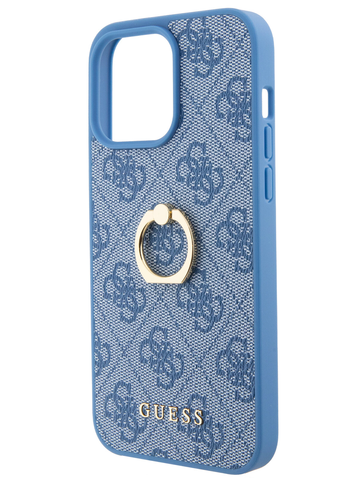 Guess для iPhone 15 Pro чехол PU 4G + Ring Hard Blue