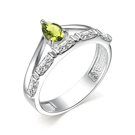 Кольцо, серебро, 925 проба, хризолит