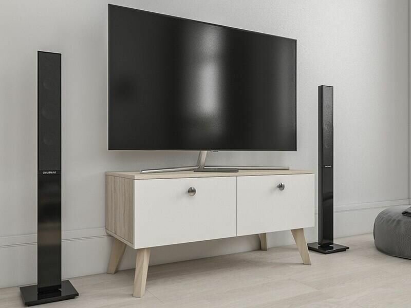 Тумба под ТВ в гостиную "Парма 4" 100х50х40, дуб сонома / белый