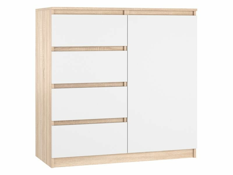 Комод с выдвижными ящиками "Челси 5" 100х100х45 Дуб сонома / Белый