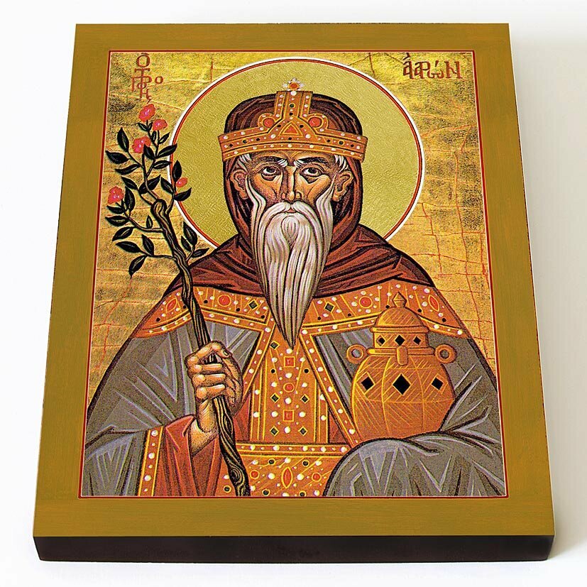 Святой Аарон Первосвященник, печать на доске 8*10 см