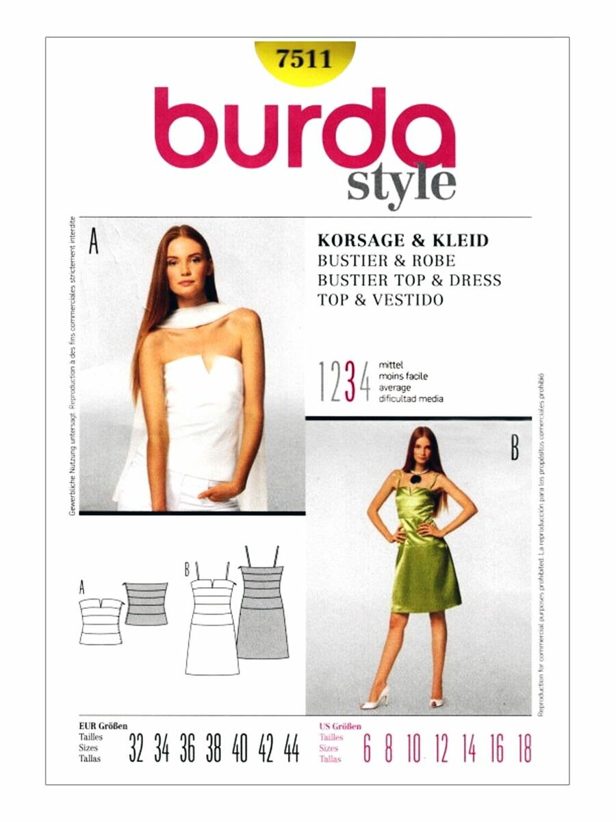 Выкройка Корсаж, платье