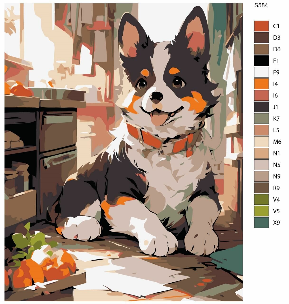 Картина по номерам S584 "Бордер-колли. Собака" 40x50 см