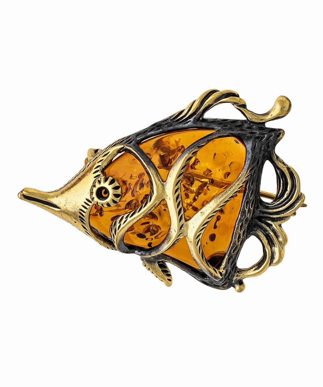 Брошь, янтарь