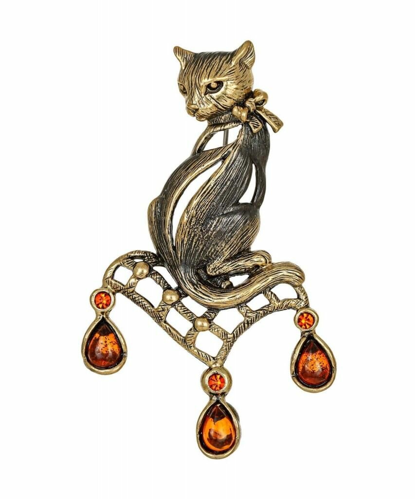 Брошь, янтарь