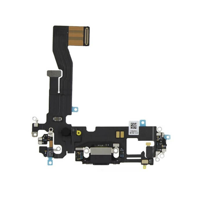 Нижний шлейф для iPhone 12, 12 Pro с разъемом зарядки и микрофоном Черный