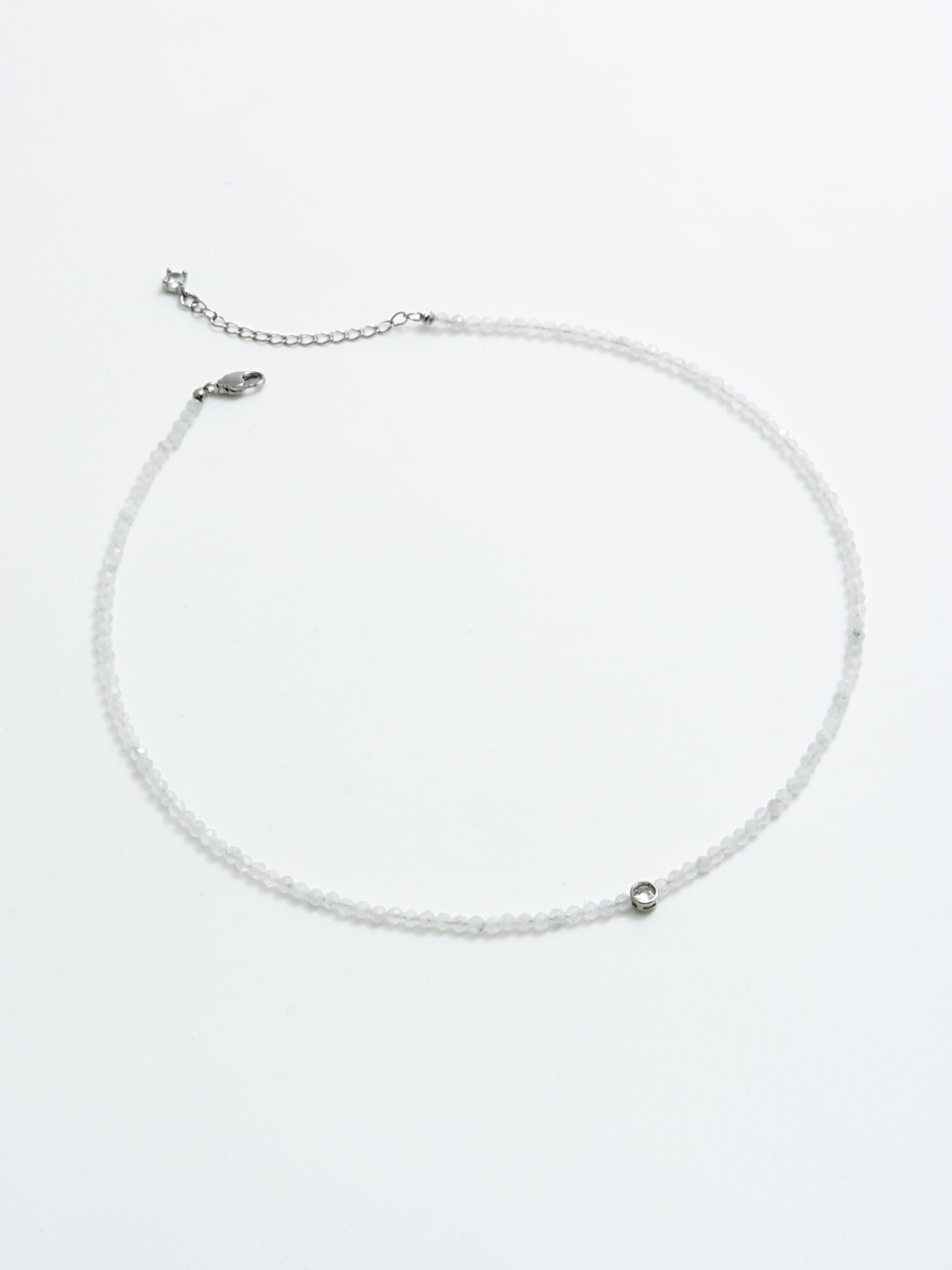 Бусы, фианит, лунный камень