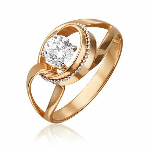 Кольцо, комбинированное золото, 585 проба, родирование, фианит