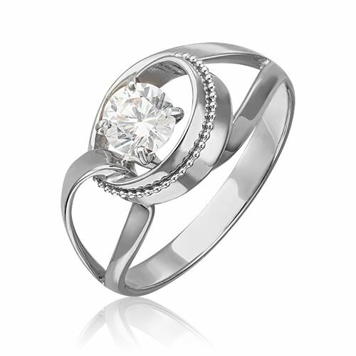 Кольцо, белое золото, 585 проба, родирование, фианит