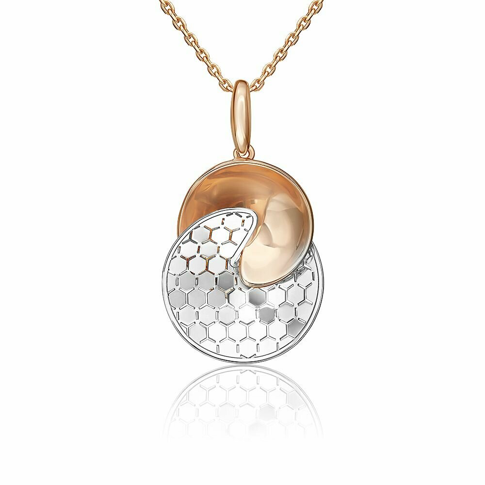 Подвеска, комбинированное золото, 585 проба, родирование