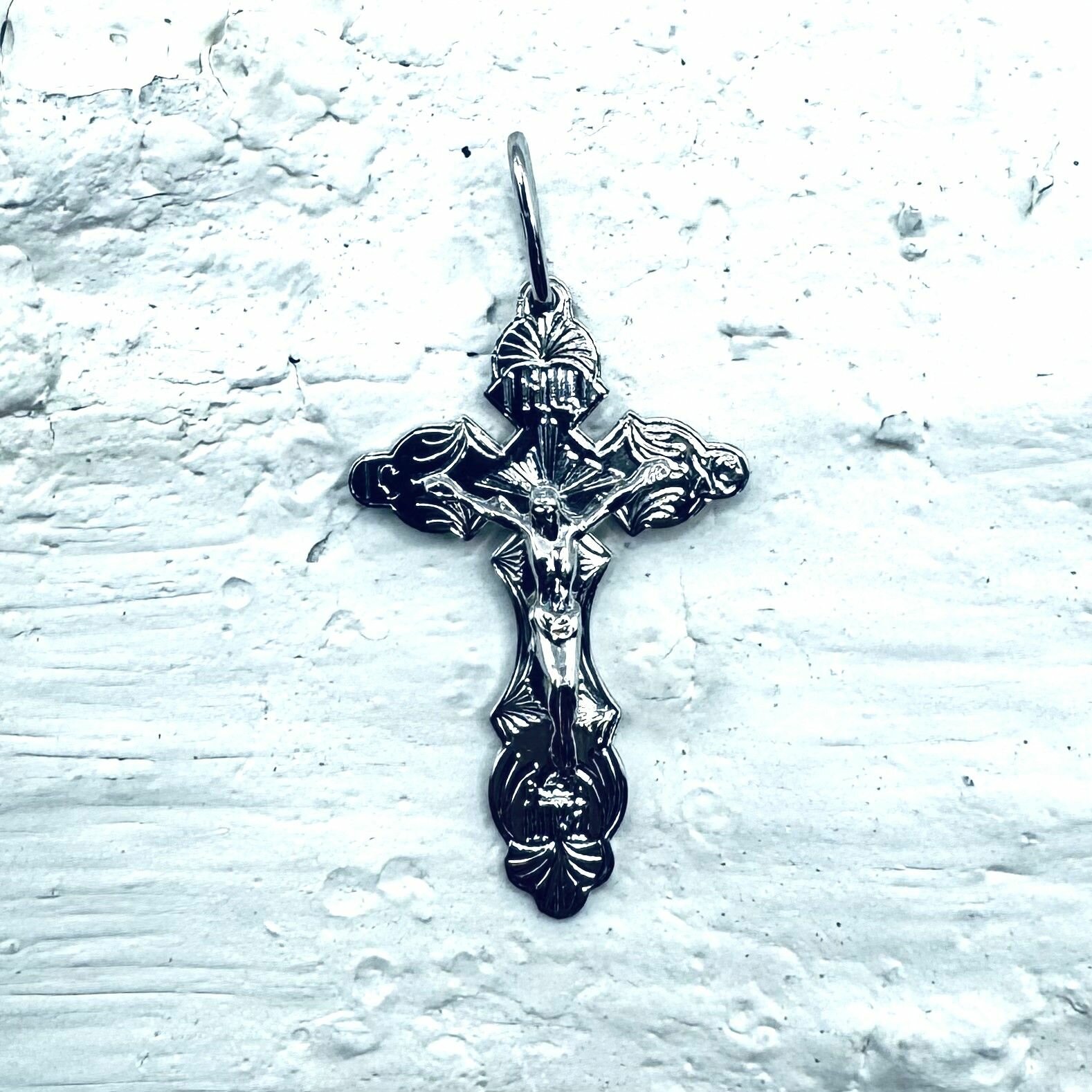 Крестик, серебро, 925 проба, родирование