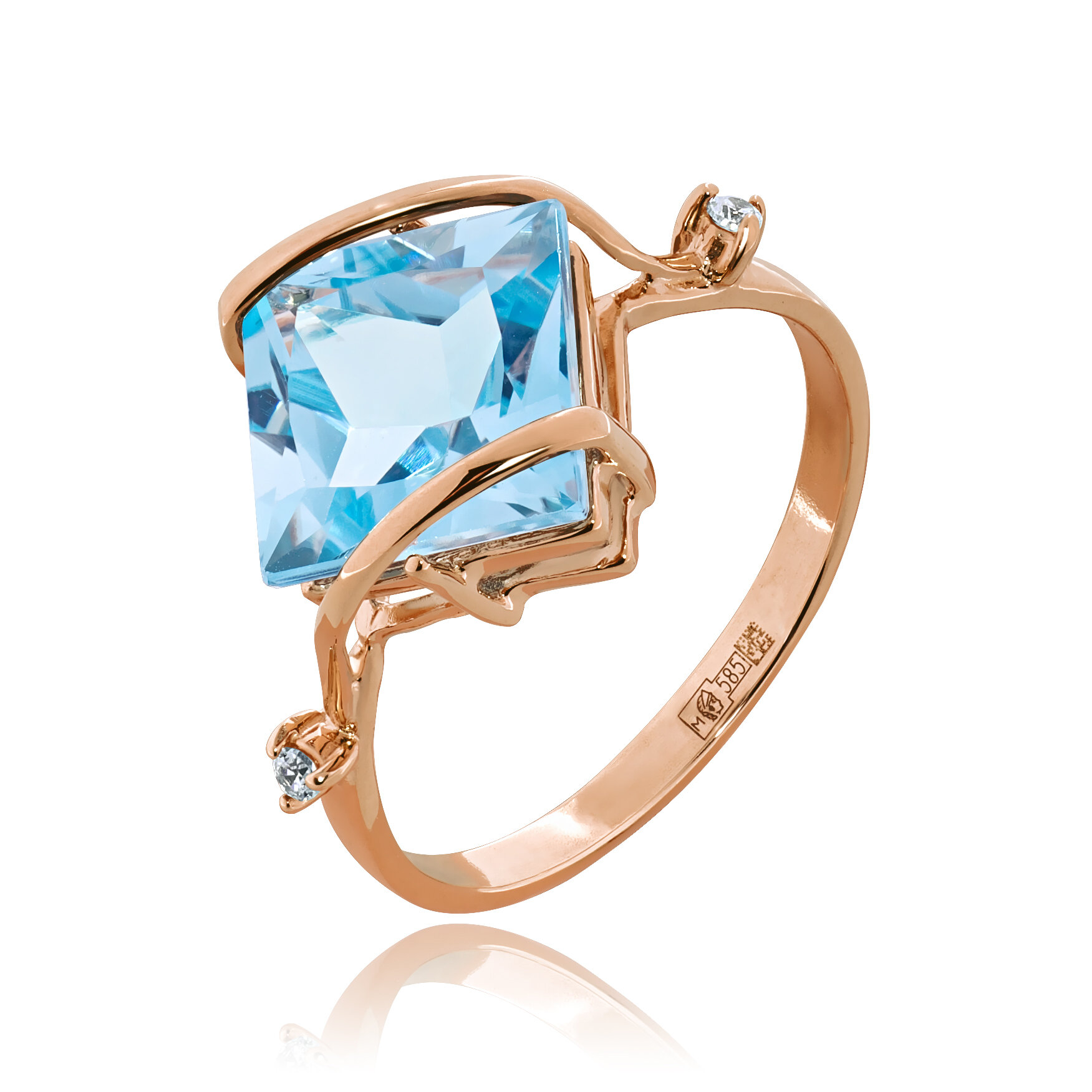 Кольцо, красное золото, 585 проба, топаз