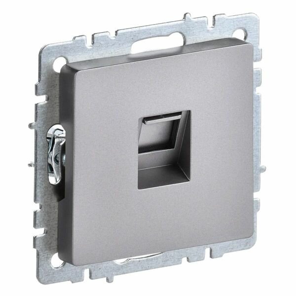 Розетка встраиваемая компьютерная IEK BRITE BR-K10-1-K46 РК10-БрС RJ45 кат.5E сталь