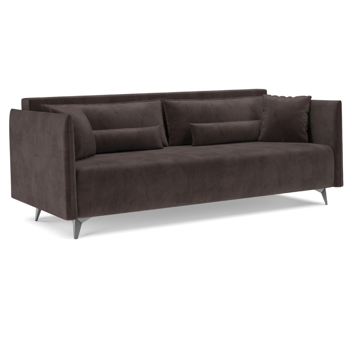 Диван Сток Диванов Флорида, коричневый микровелюр, механизм пантограф, на ножках