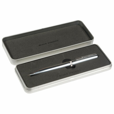 Ручка подарочная шариковая BRUNO VISCONTI «Boston», корпус серебро, 0.7 мм, футляр, синяя