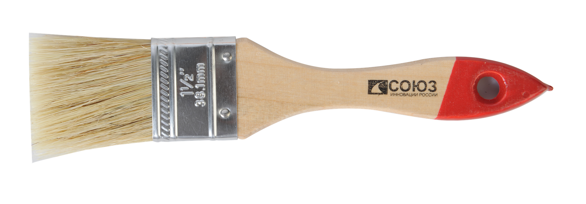 Кисть СОЮЗ Standard 9040-36-038C, плоская, 1,5", натуральная щетина, деревянная ручка