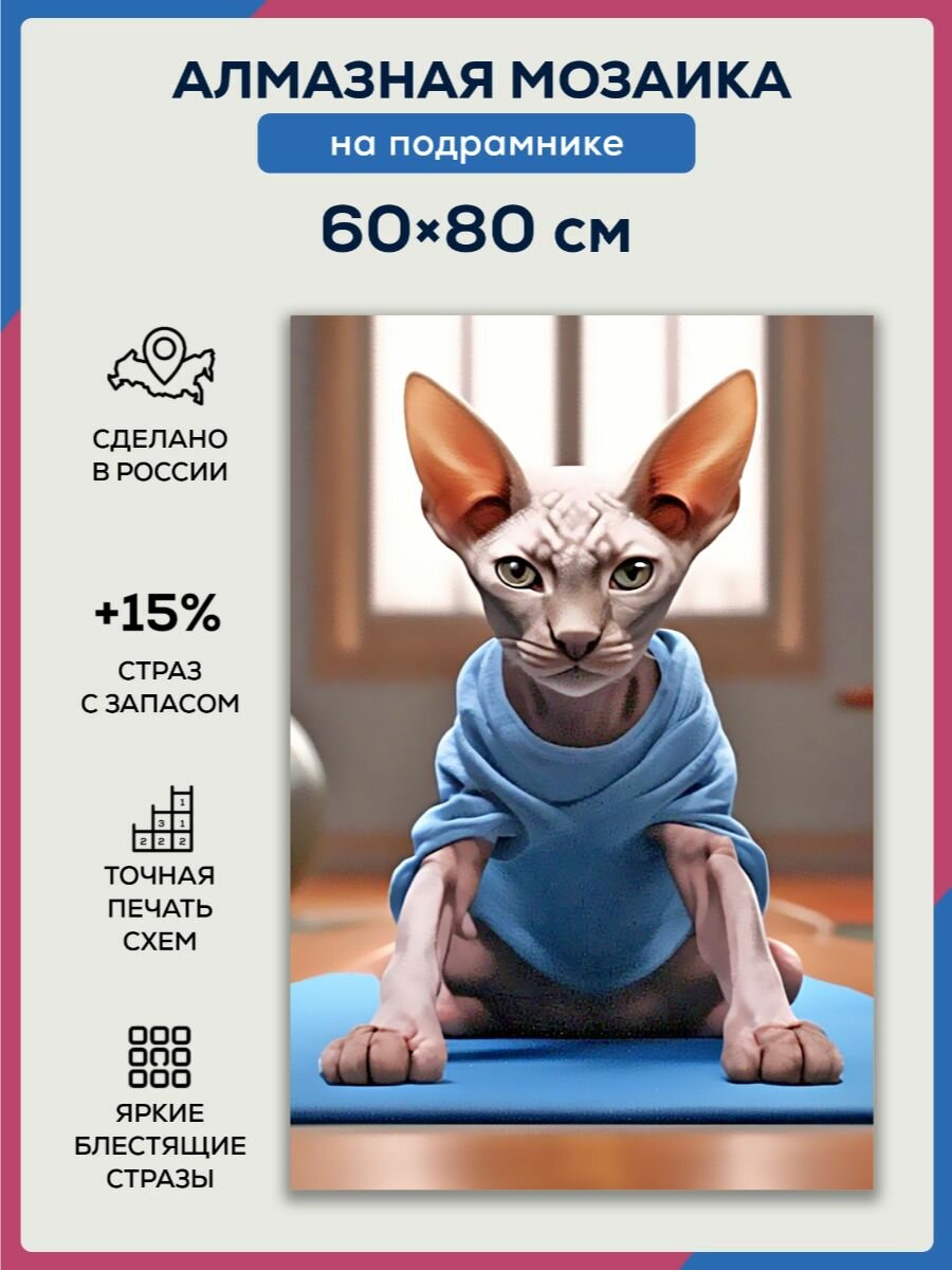 Алмазная мозаика 60x80 Сфинкс на йоге на подрамнике